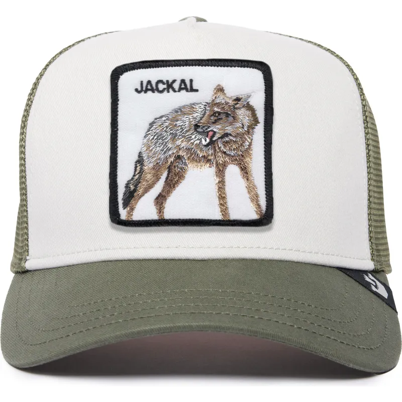 Boné trucker branco e verde chacal Jackal The Farm Premium da Goorin ...