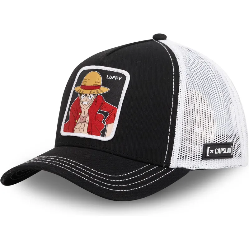 Boné trucker preto e branco Monkey D. Luffy MON1 One Piece da Capslab ...
