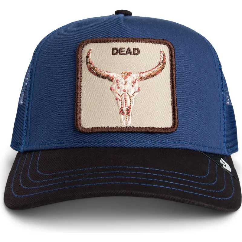 Boné trucker azul e preto boi Two-Tone Skull Grit The Farm da Goorin ...