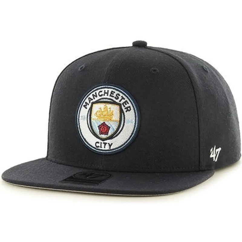 Boné plano azul marinho snapback liso do Manchester City Football Club ...
